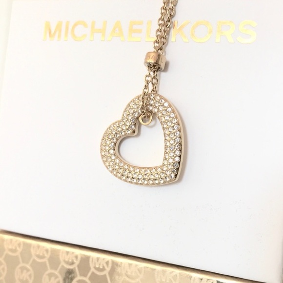 Michael Kors | Jewelry | Authentic Mk Gold Tone Pave Heart Pendant ...